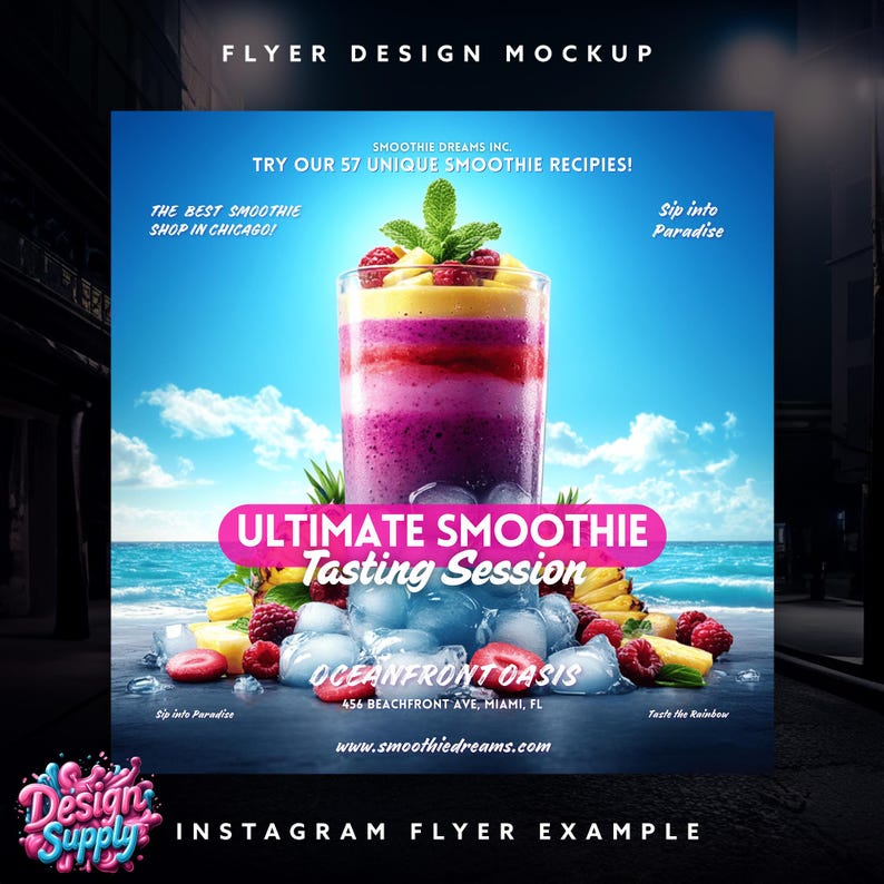 Ultimate Smoothie Shop Flyer Template | Editable Canva Template for ...