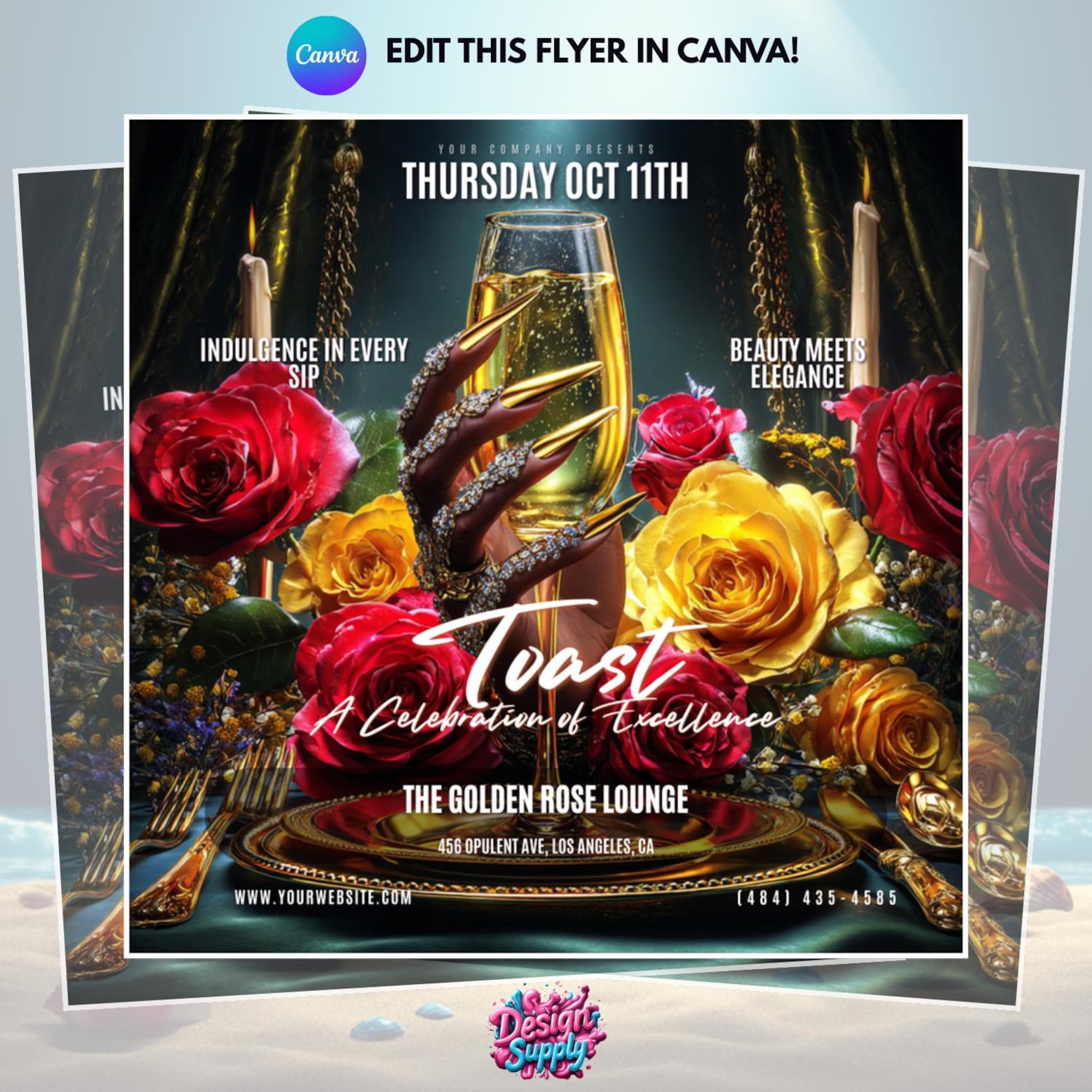 Glamorous Celebration Flyer Template: Upscale Party Design (canva) - Etsy