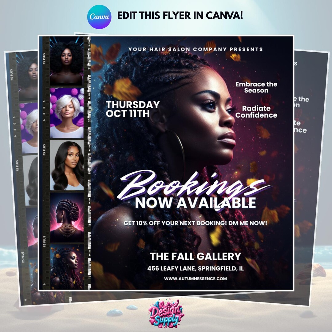 Editable Fall Hair Salon Flyer Template: Canva Event Promotion - Etsy