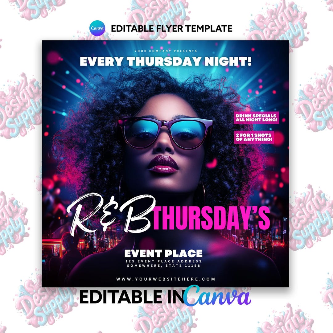 Rnb Thursday Flyer | Canva Template | Club Event Flyer Editable ...