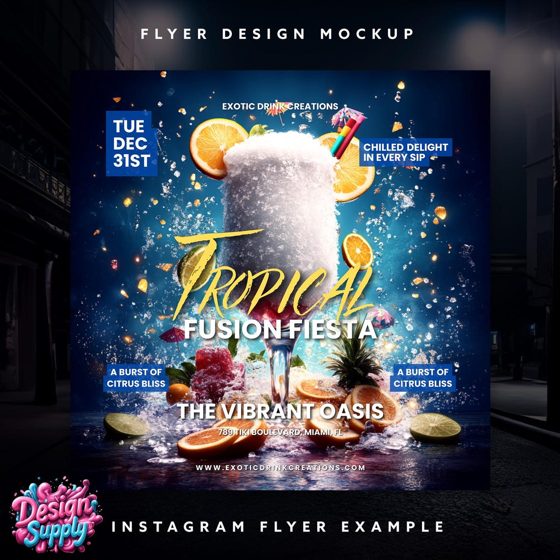 Tropical Drink Party Flyer Template: Editable Canva Invitation - Etsy