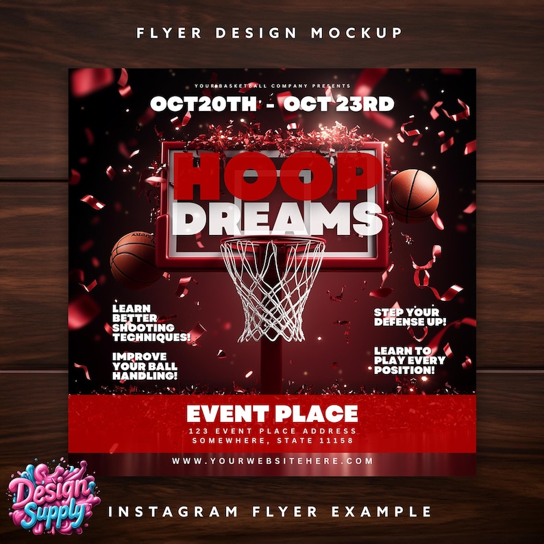 Hoop Dreams Basketball Flyer Canva Template | Editable Event Flyer ...