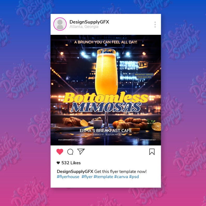 Mimosas Brunch Flyer Template: Editable Canva Design - Etsy