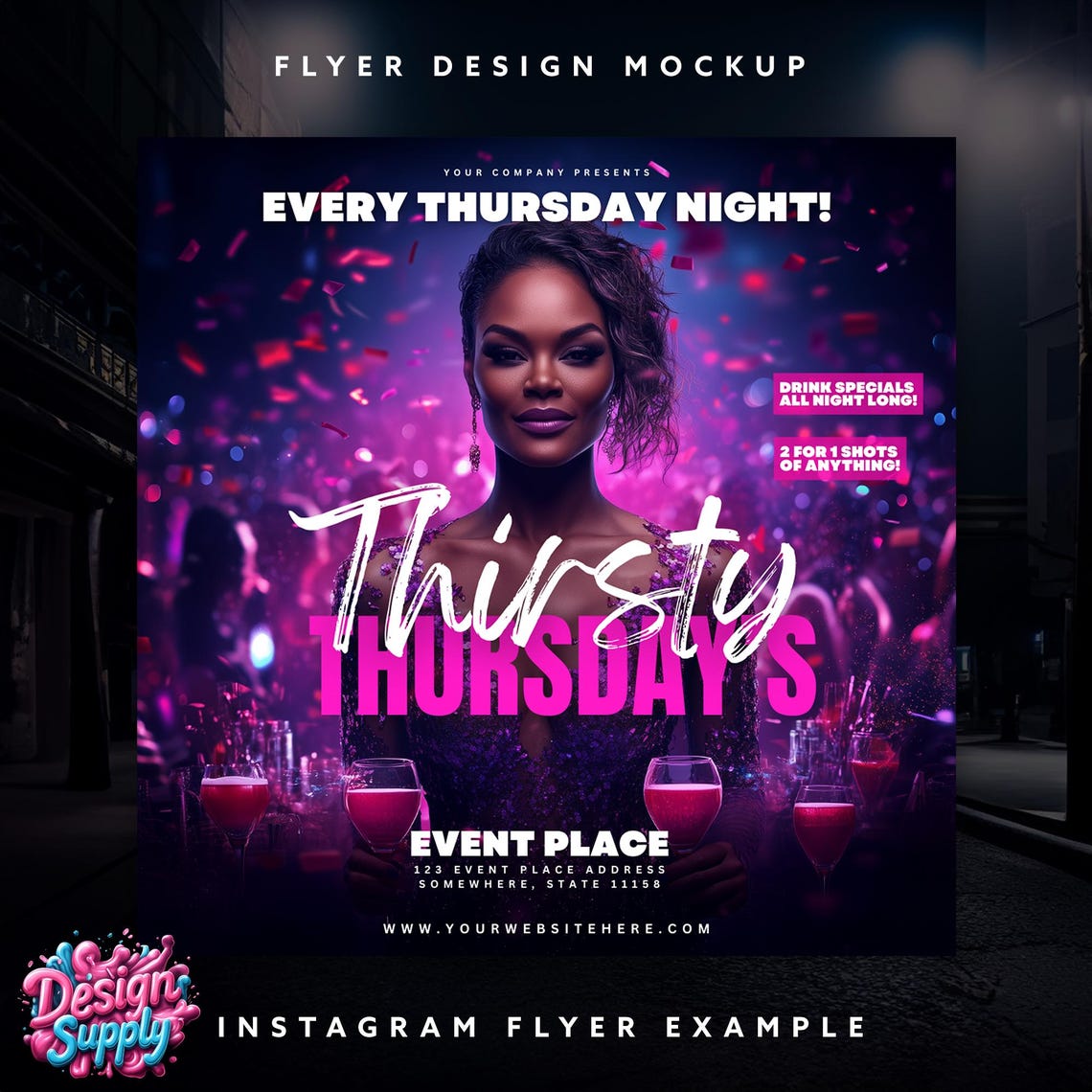 Thirsty Thursday Urban Club Party Flyer | Editable Canva Template for ...
