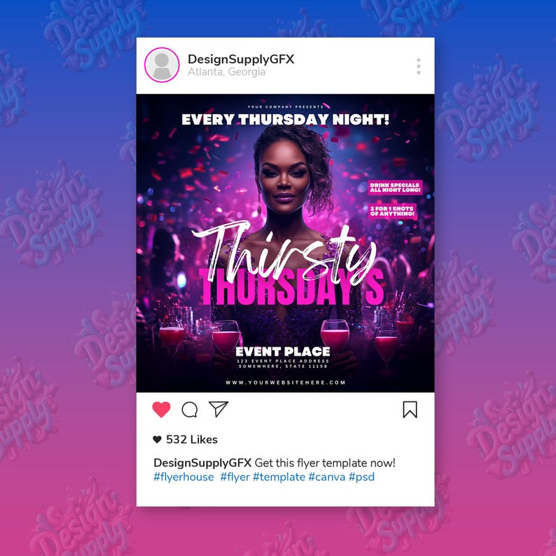 Thirsty Thursday Flyer Urban Party Canva Template Club Flyer Event ...