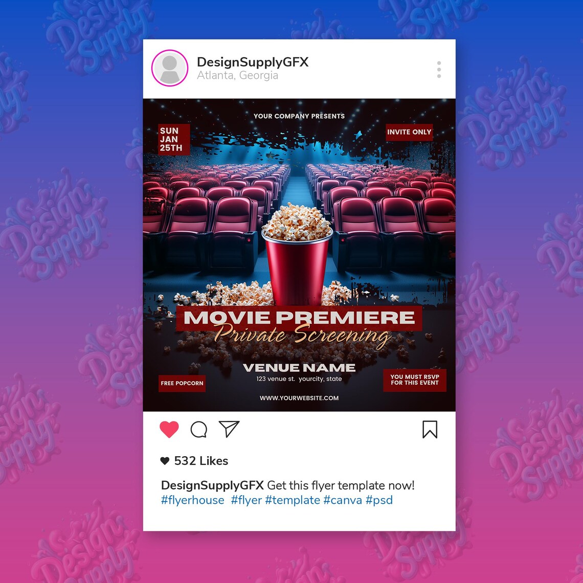 Movie Premiere Private Screening | Editable Canva Template | Perfect ...