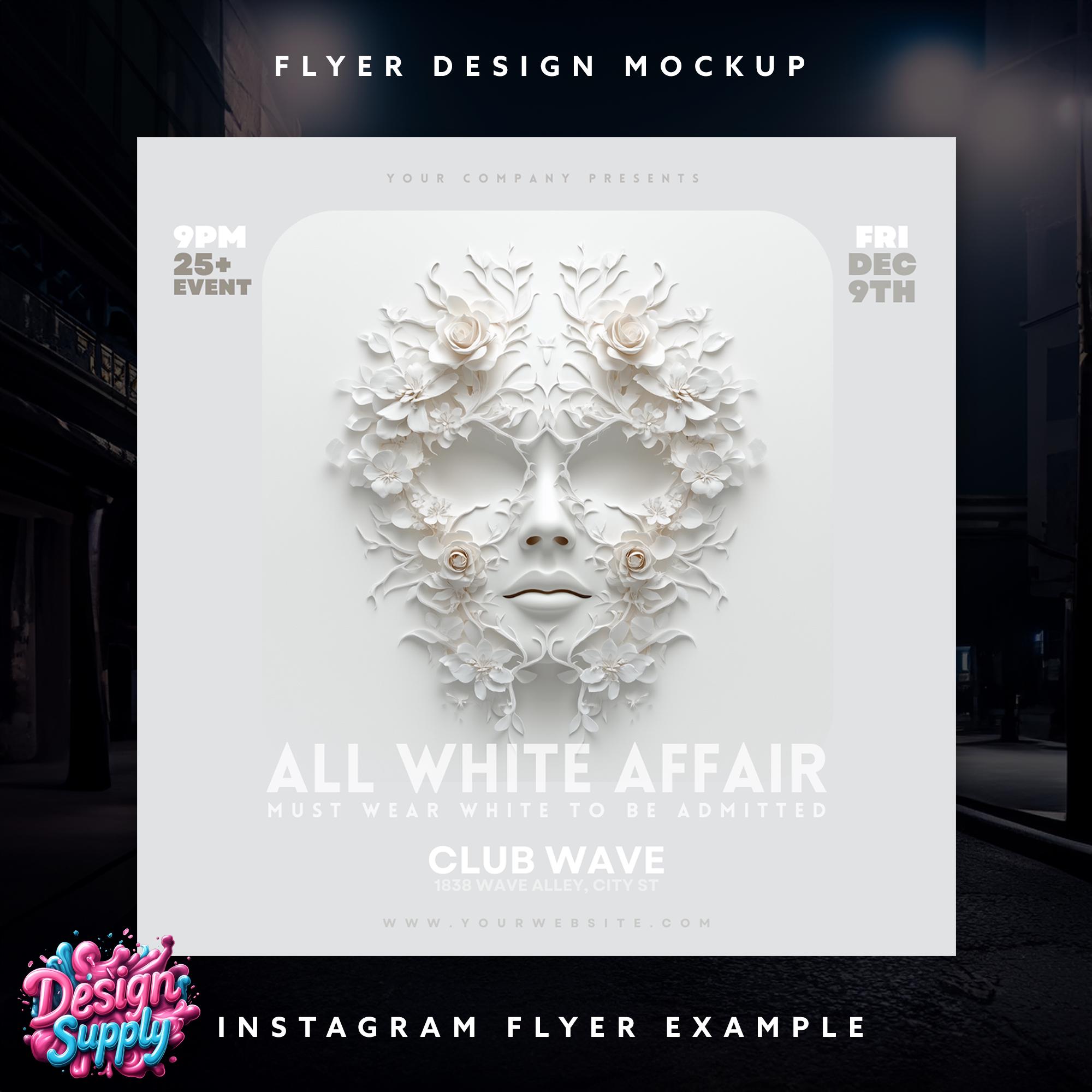 All White Party Flyer: Editable Canva Template, Social Media Post - Etsy