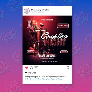 Couples Night Flyer Template: Editable Champagne Design (canva) - Etsy