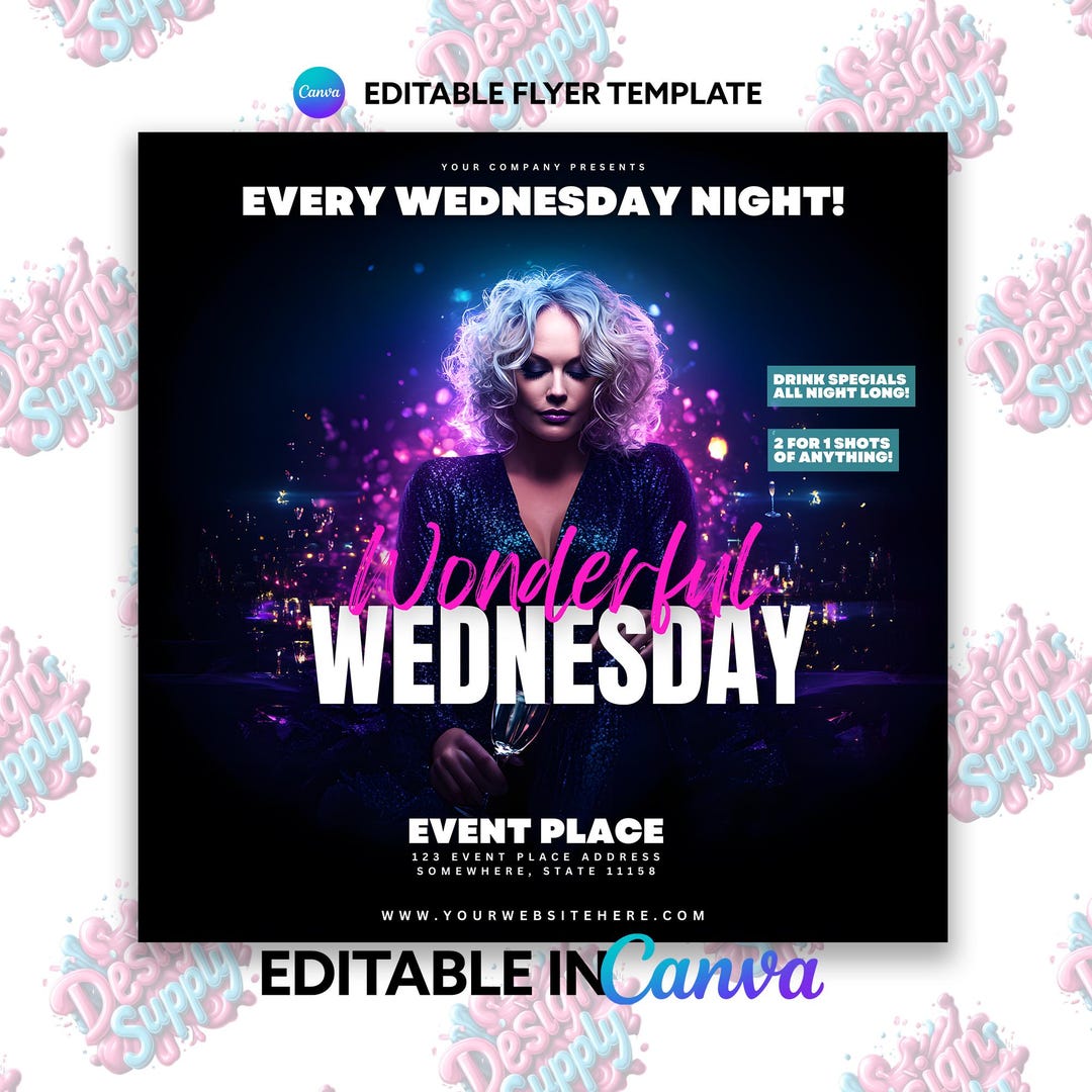 Wednesday Flyer Club Canva Template | Editable Flyer Design | Perfect ...