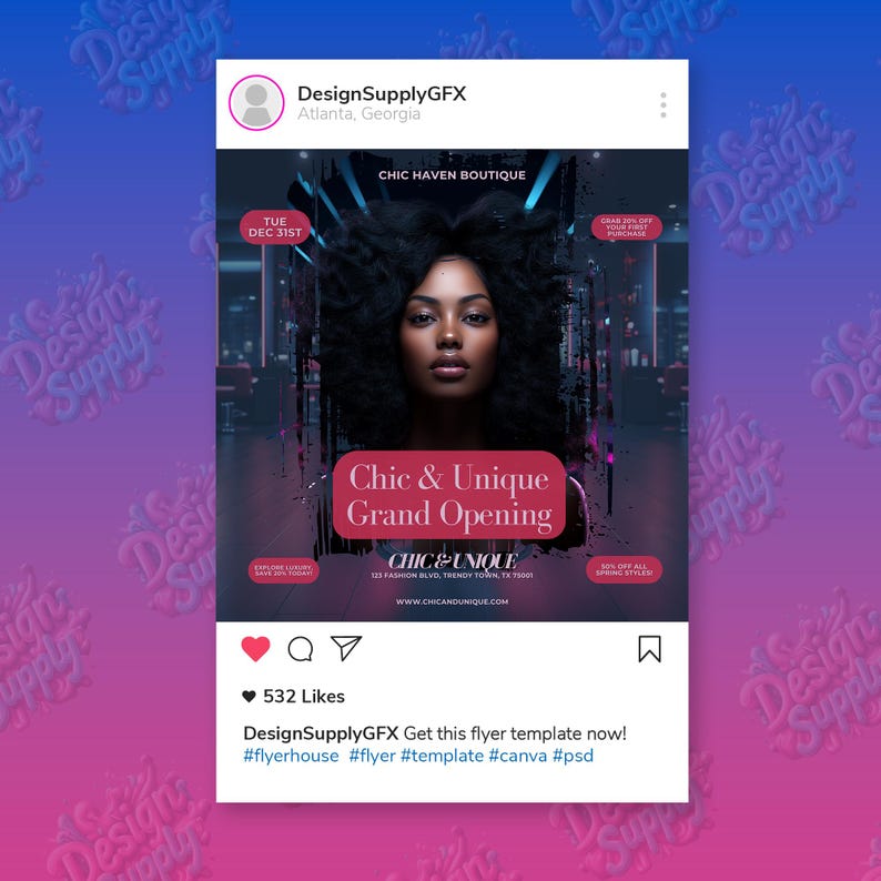 Editable Hair Salon Flyer Template: Chic Promotion (canva) - Etsy