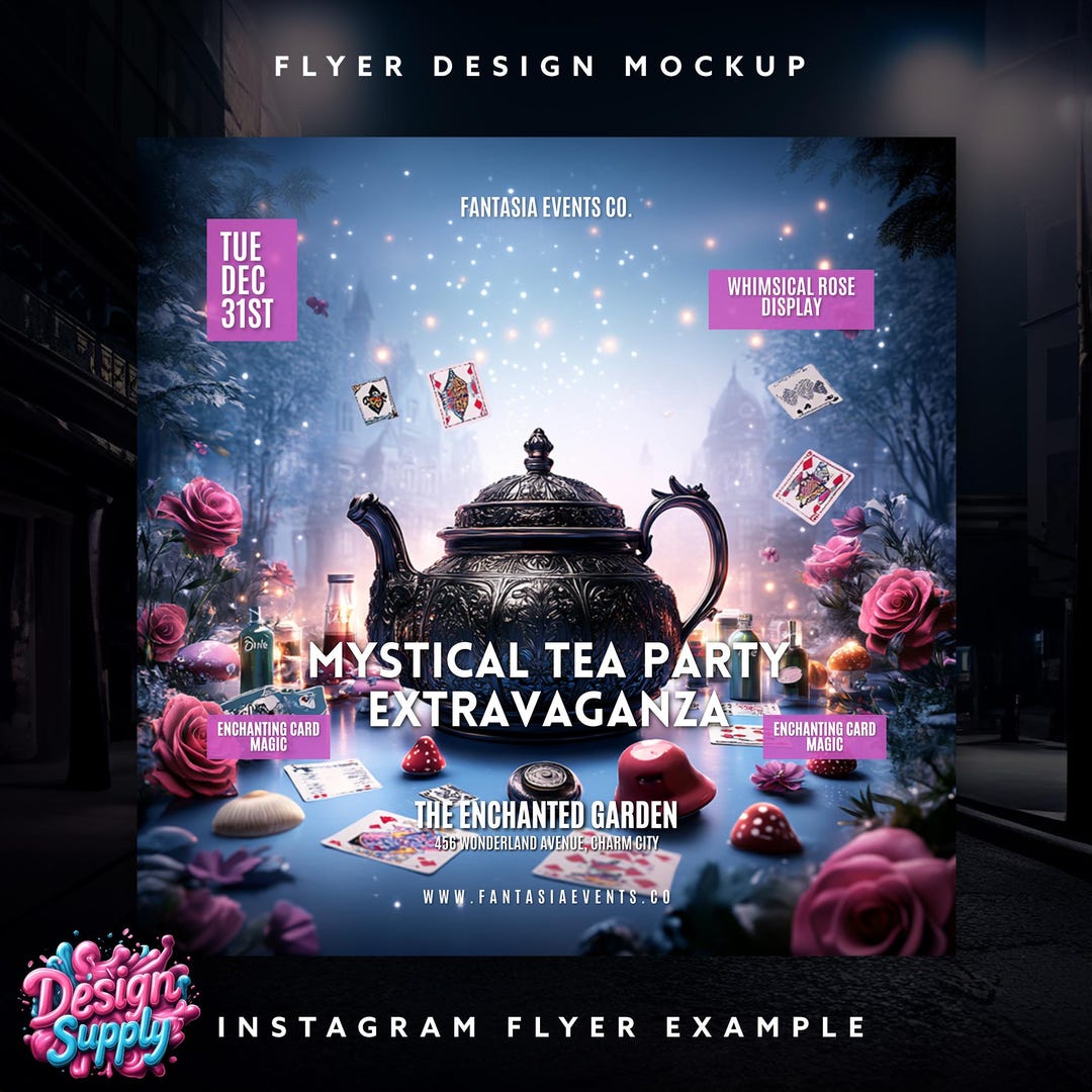 Mystical Tea Party Flyer Template | Editable Canva Template for ...