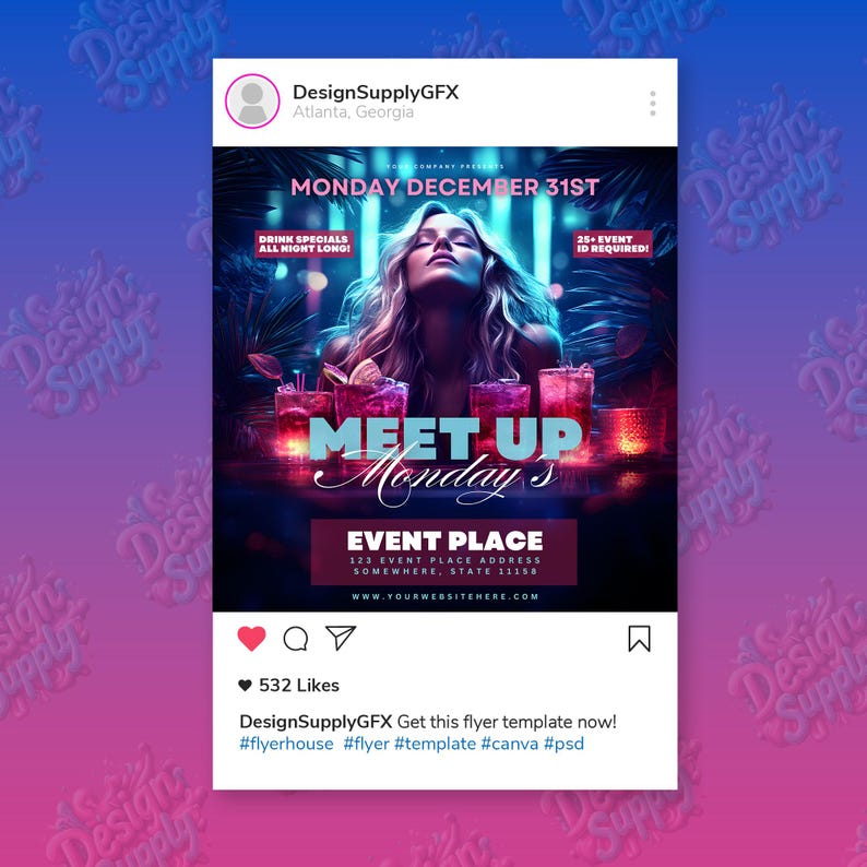 Meet up Mondays Canva Template | Customizable Event Design | Club Flyer ...