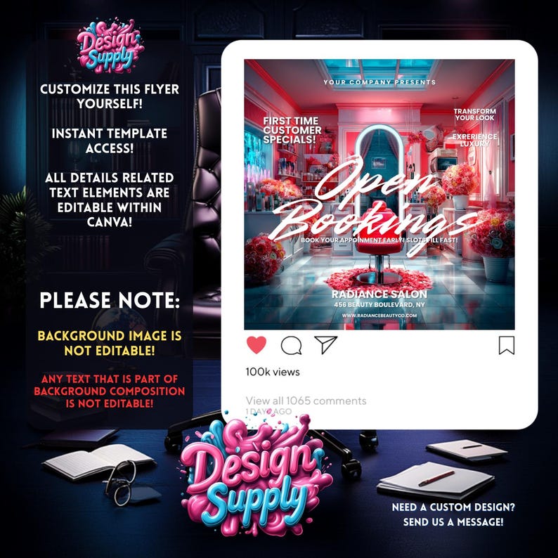 Salon Opening Flyer Template : Editable Canva Template for Beauty Salon ...