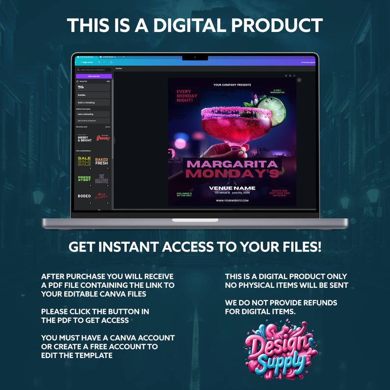 Margarita Monday's Flyer Template: Editable Party Event Design (canva ...