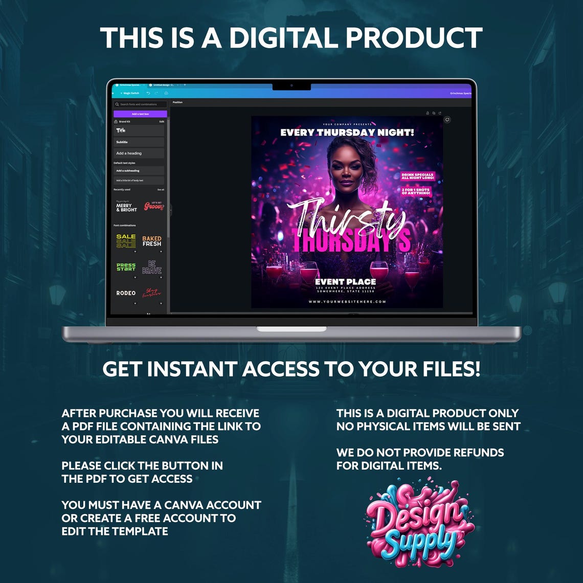 Thirsty Thursday Urban Club Party Flyer | Editable Canva Template for ...