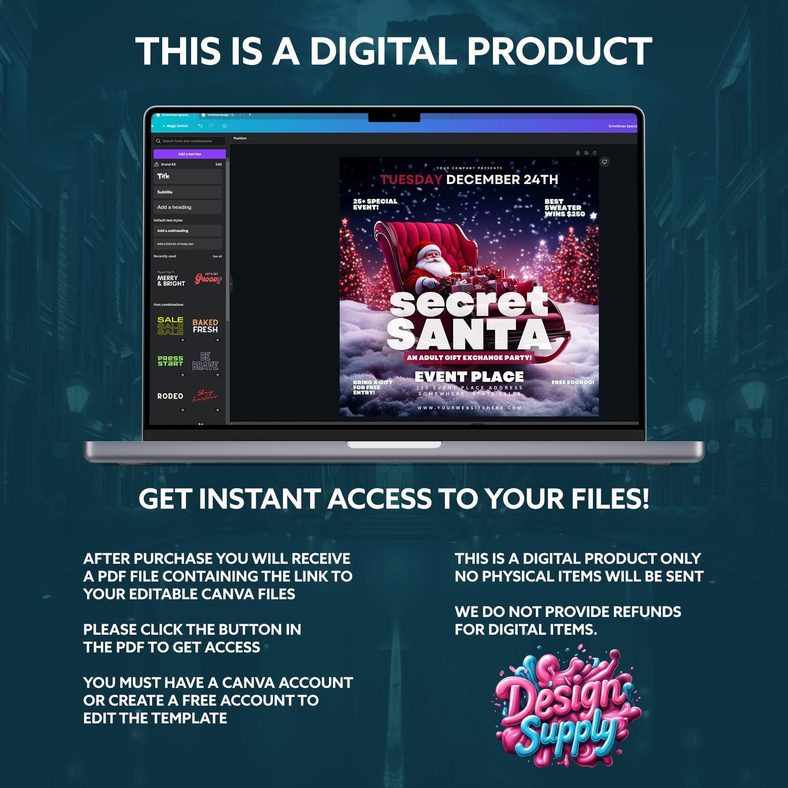 Secret Santa Party Flyer Canva Template | Promotional Flyer | Event ...