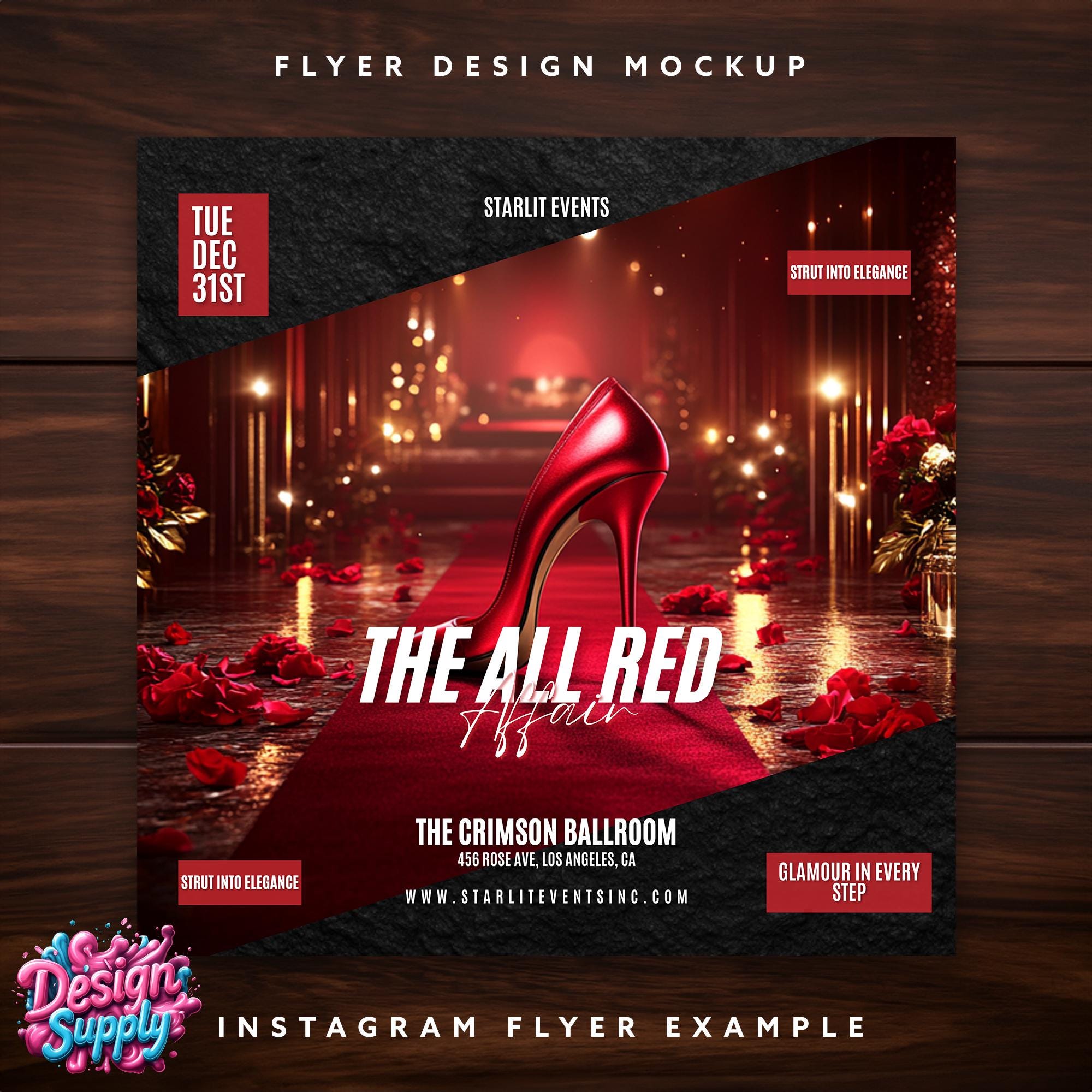 Elegant Red Theme Party Flyer: Editable Canva Template (digital ...