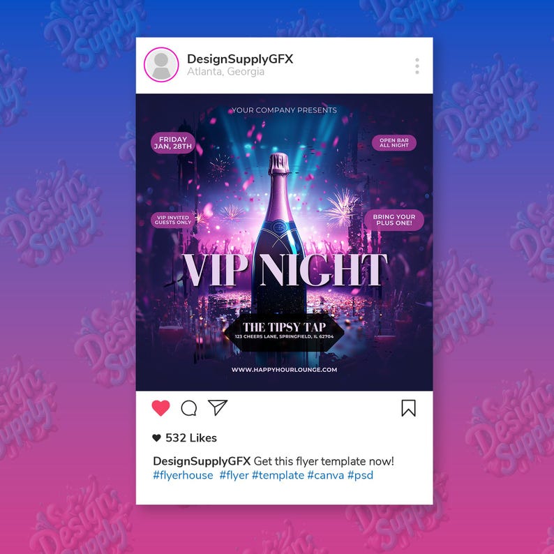 VIP Night Flyer Canva Template | Editable Club Party Design | Perfect ...