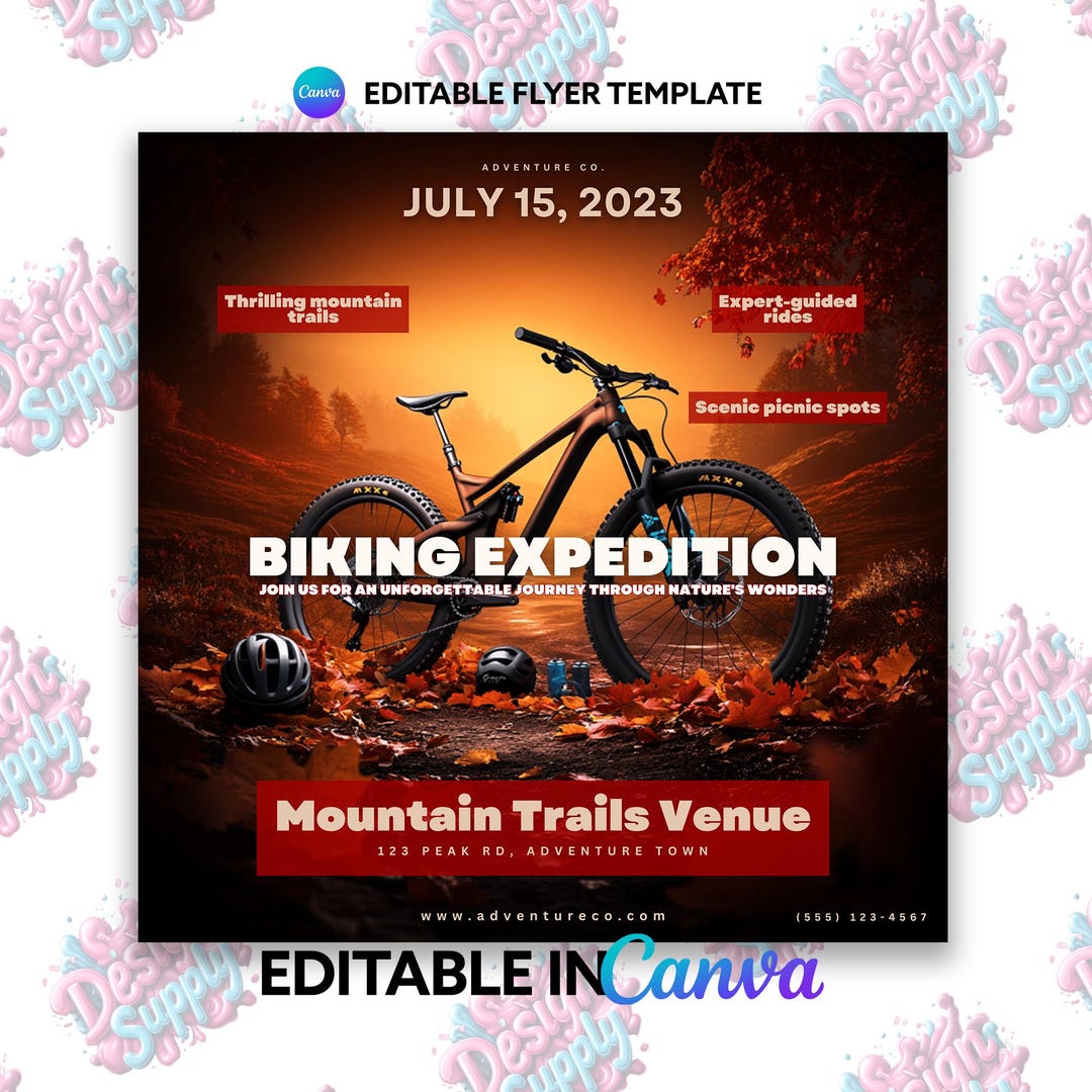 Biking Event Flyer Template: Editable Outdoor Adventure Promo (canva ...