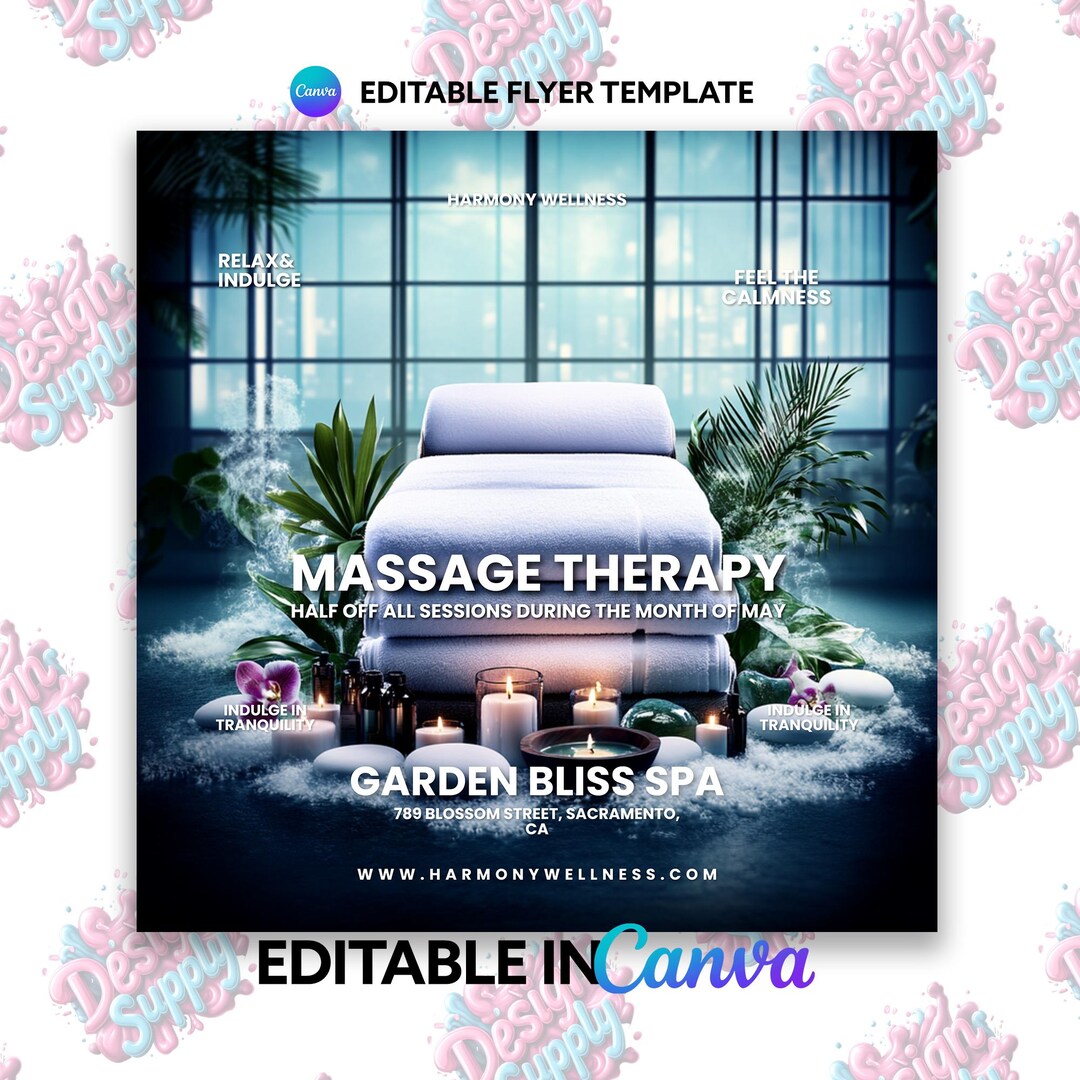 Massage Therapy Flyer Template: Editable Spa Promotion (canva Design ...
