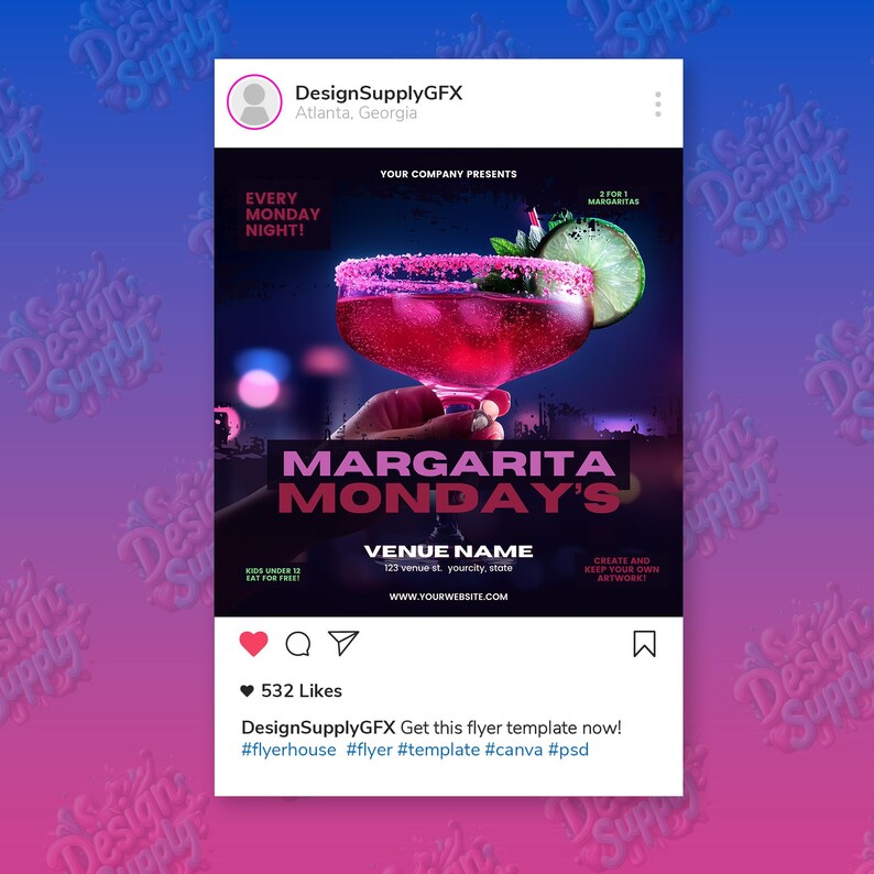 Margarita Monday's Flyer Template: Editable Party Event Design (canva ...