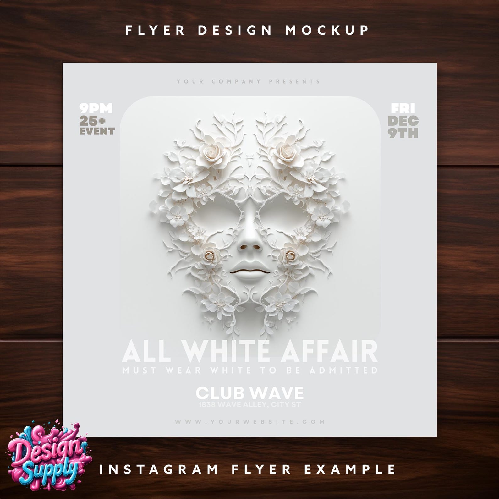 All White Party Flyer: Editable Canva Template, Social Media Post - Etsy