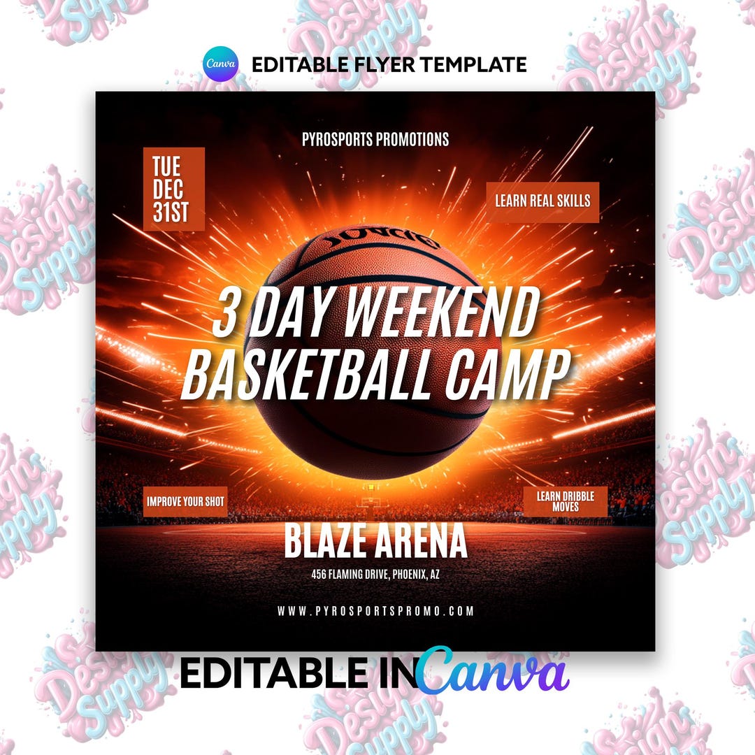 Basketball Camp Flyer Template | Editable Canva Template for Sports ...