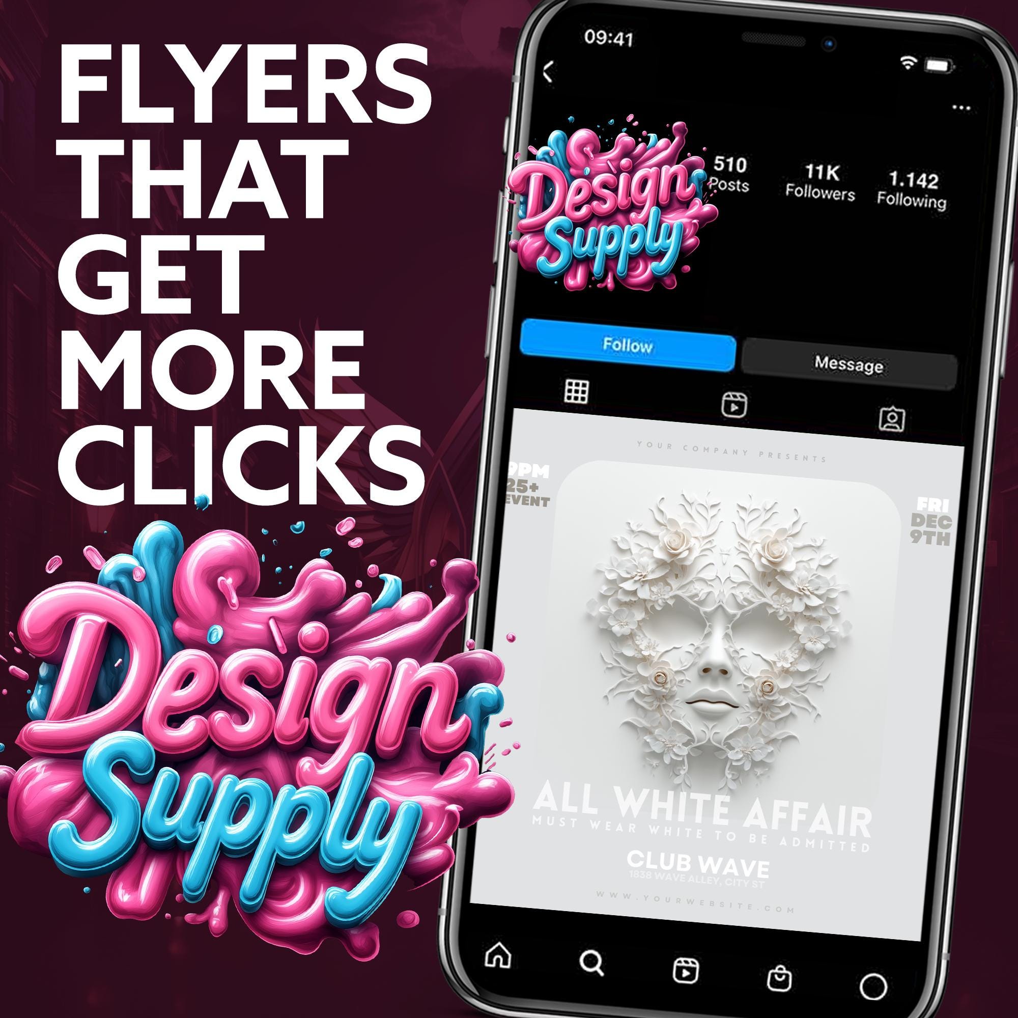 All White Party Flyer: Editable Canva Template, Social Media Post - Etsy