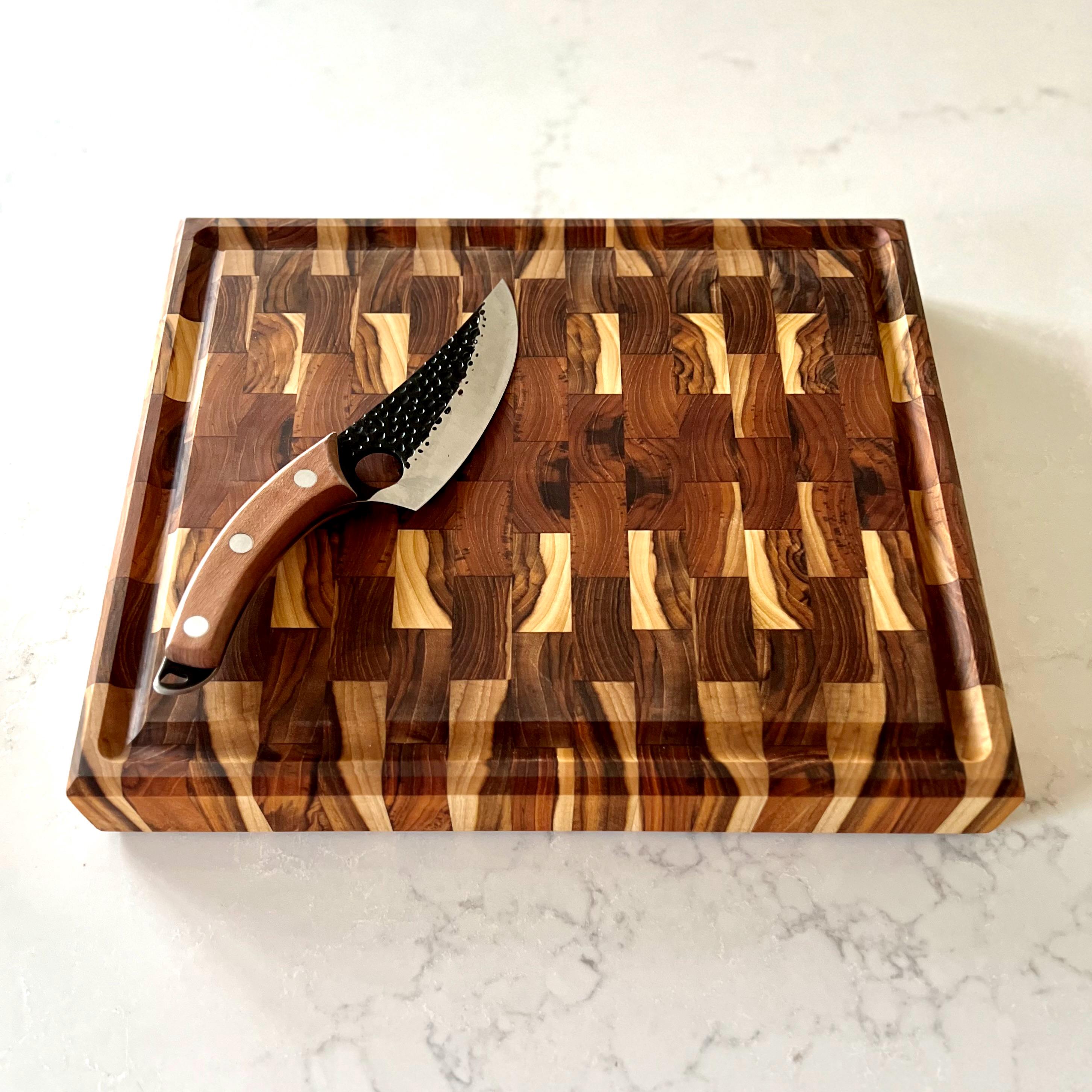 Teak End Grain Butcher Block Cutting Board, Juice Groove (15x12x2) - Etsy