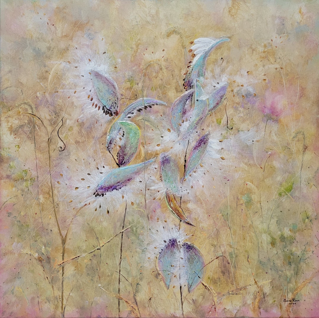 Original Oil Painting: Milkweed Pods on Canvas, 20x20 Nature Art - Etsy