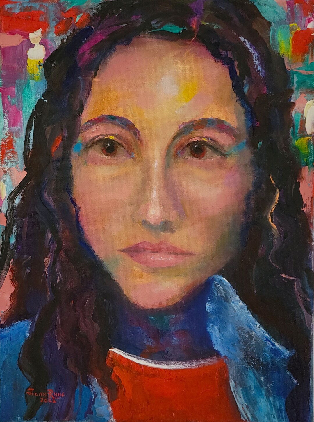 Original Oil Painting: Colorful Female Portrait on Canvas - Etsy