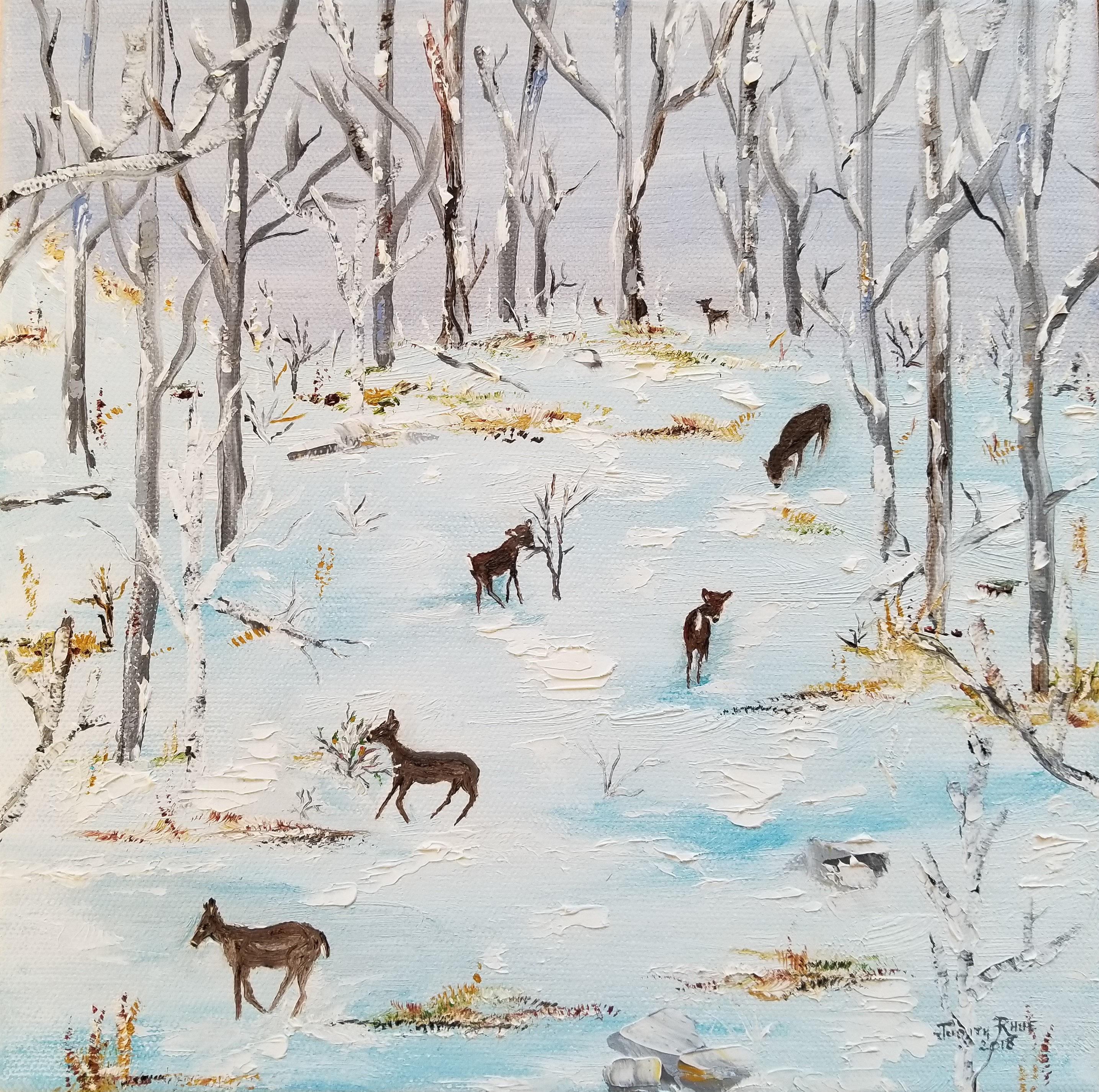 Whitetail Deer In Snow Paintings