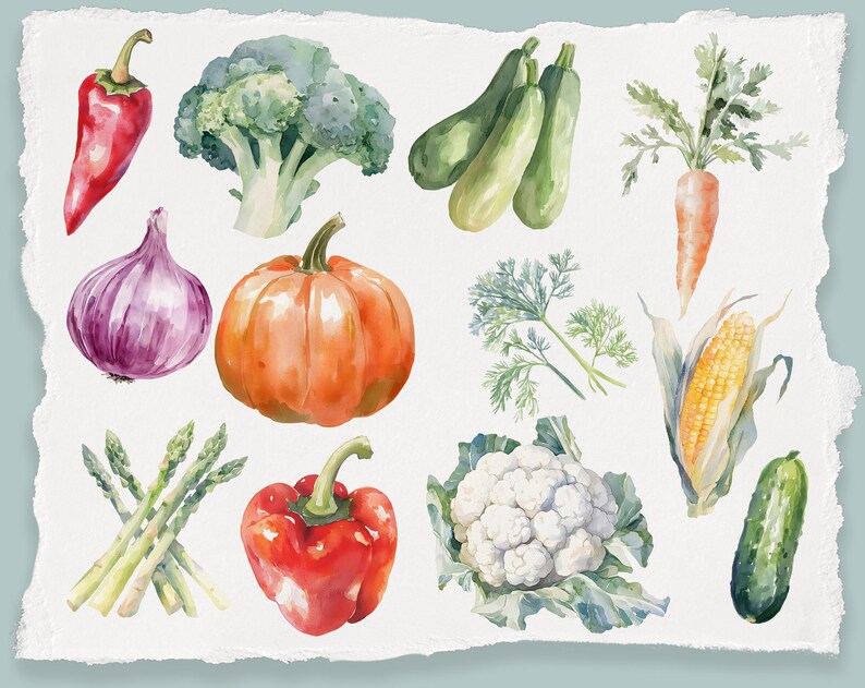 Watercolor Veggies PNG - Watercolor Fresh Vegetables Clipart - Food ...