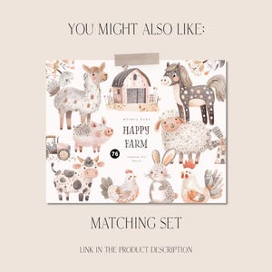 Watercolor Farm Animals Digital Papers Set - Cottagecore Checkered ...