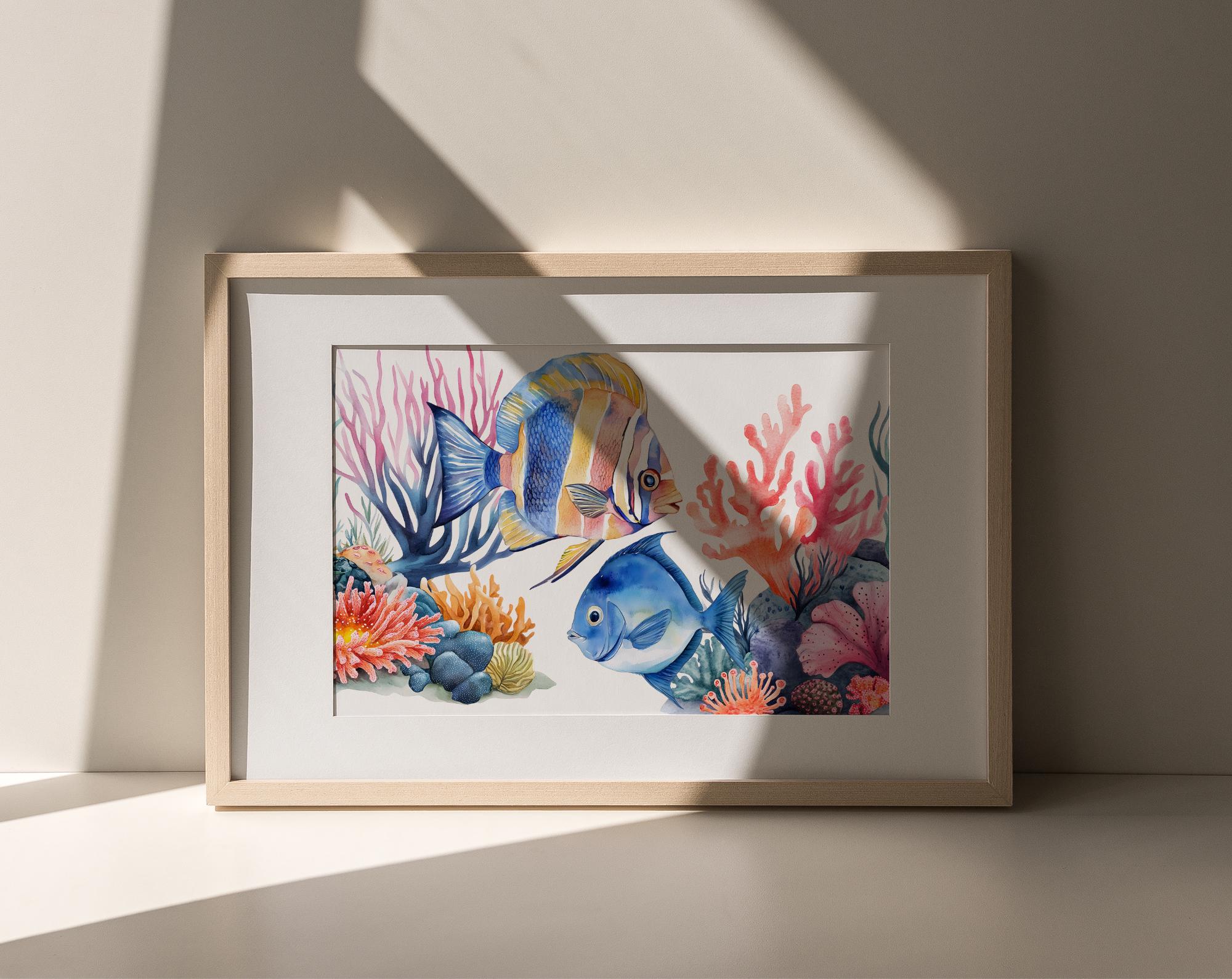 Ocean Animals Watercolor Clipart - Coral Reef Clipart - Watercolor ...