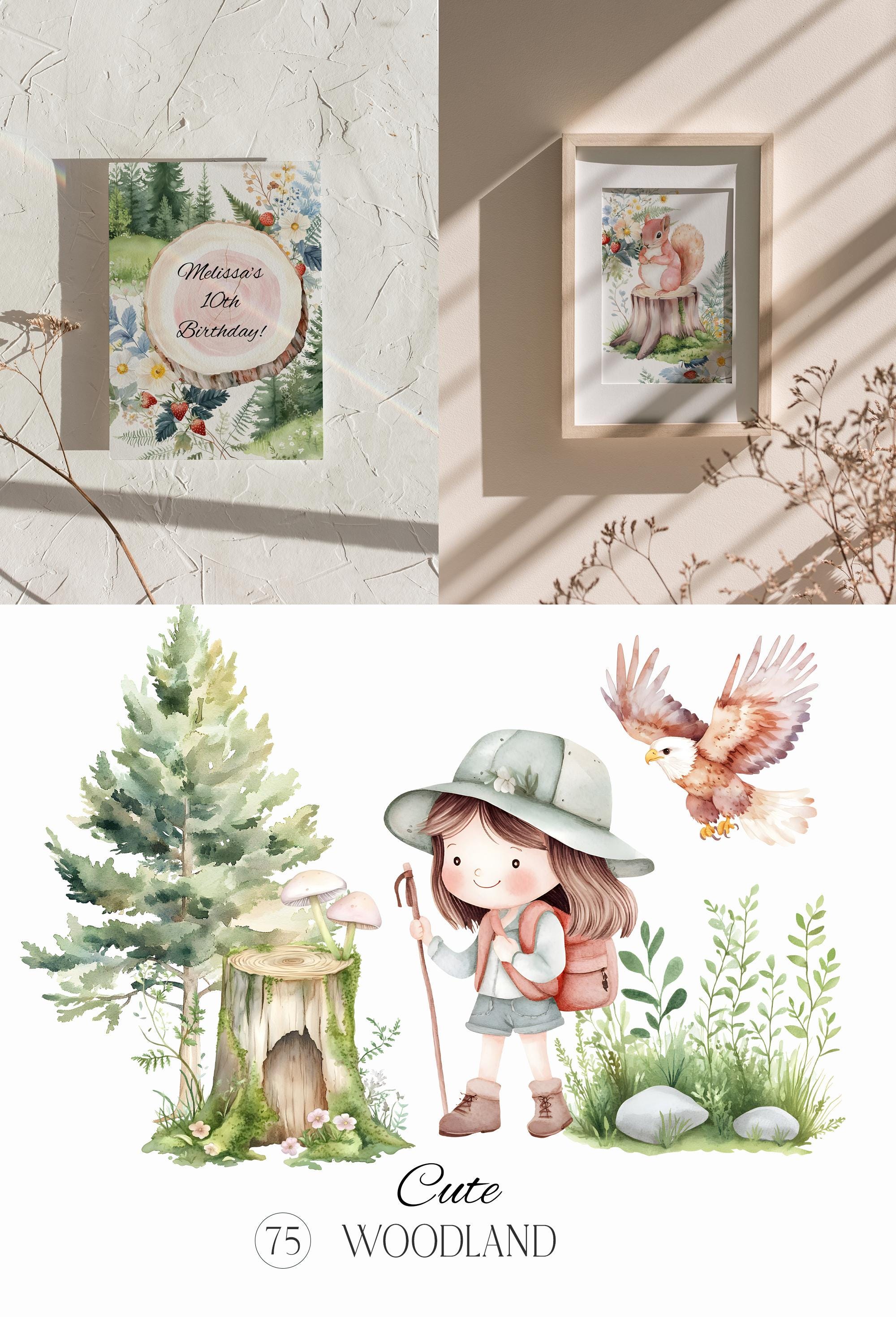 Watercolor Woodland Animals Clipart - Cute Woodland Baby Animal ...