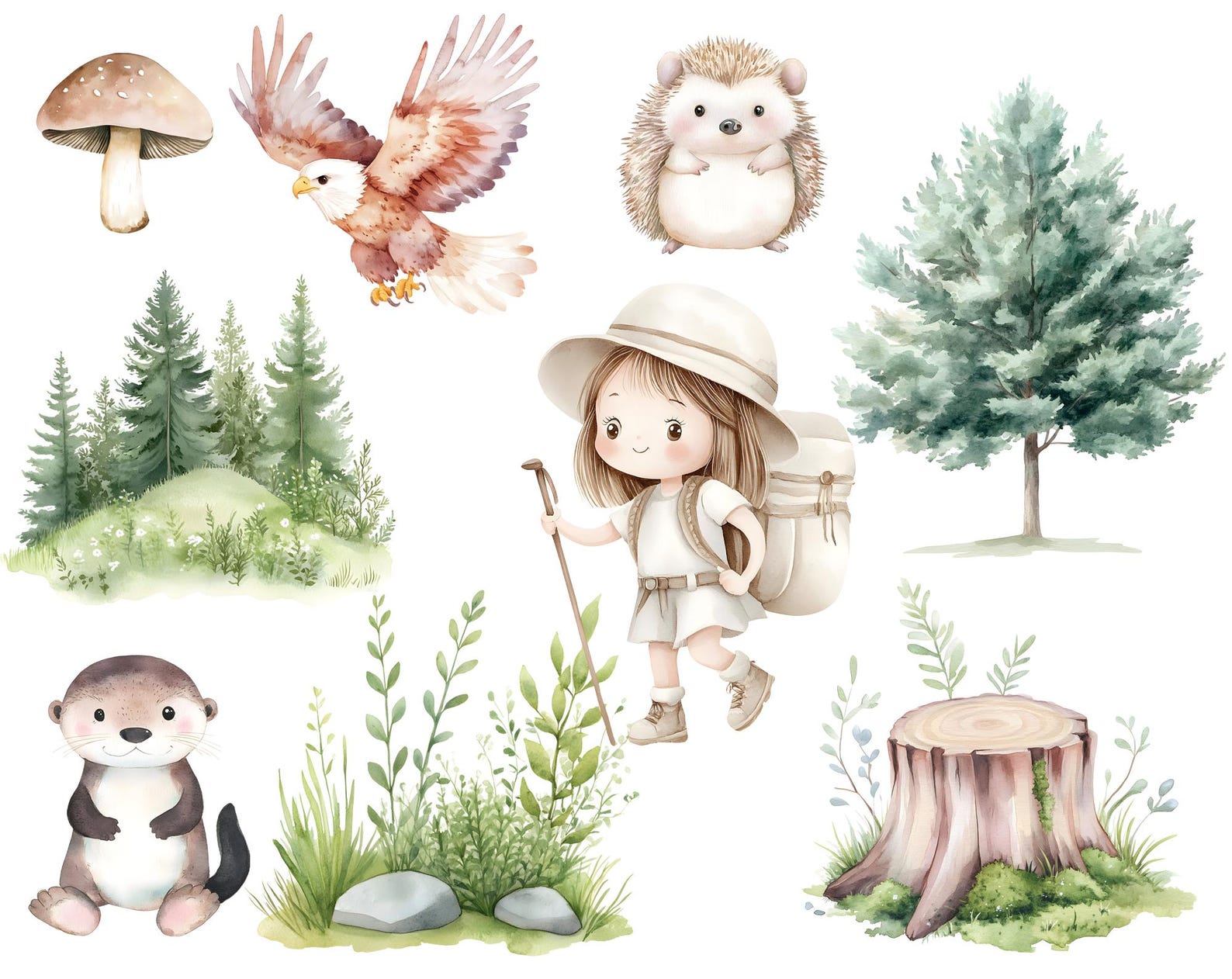 Watercolor Woodland Animals Clipart - Cute Woodland Baby Animal ...