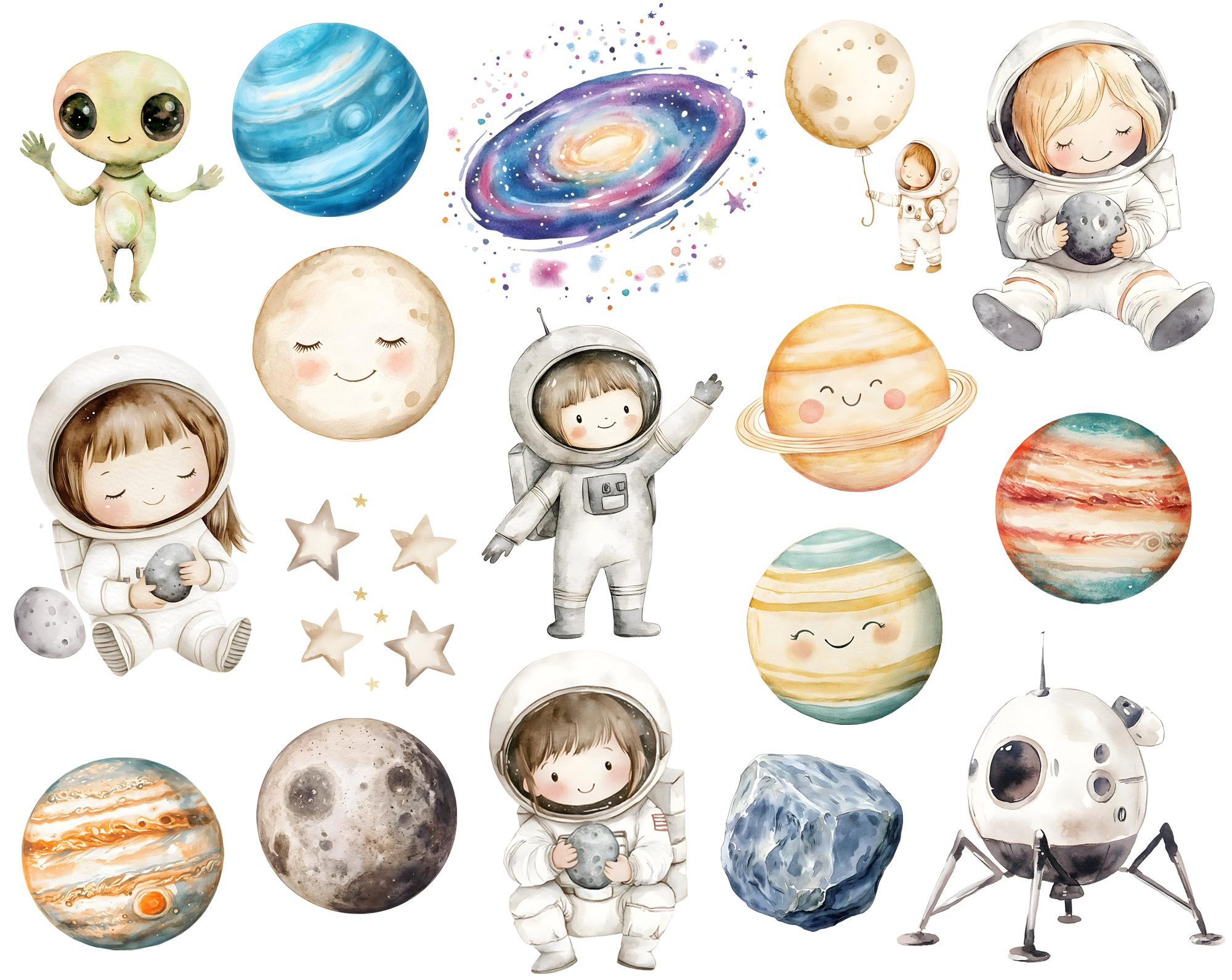 Cute Astronaut Clipart - Space Clipart - Boy Birthday Clipart - UFO ...