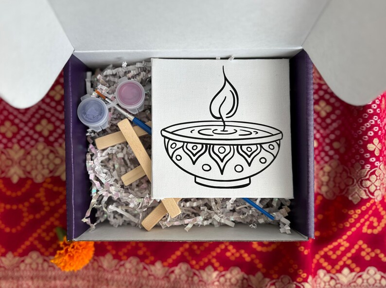 Diya Mini Canvas Kit | Diwali Gifts | Diwali Party Activity | Paint ...