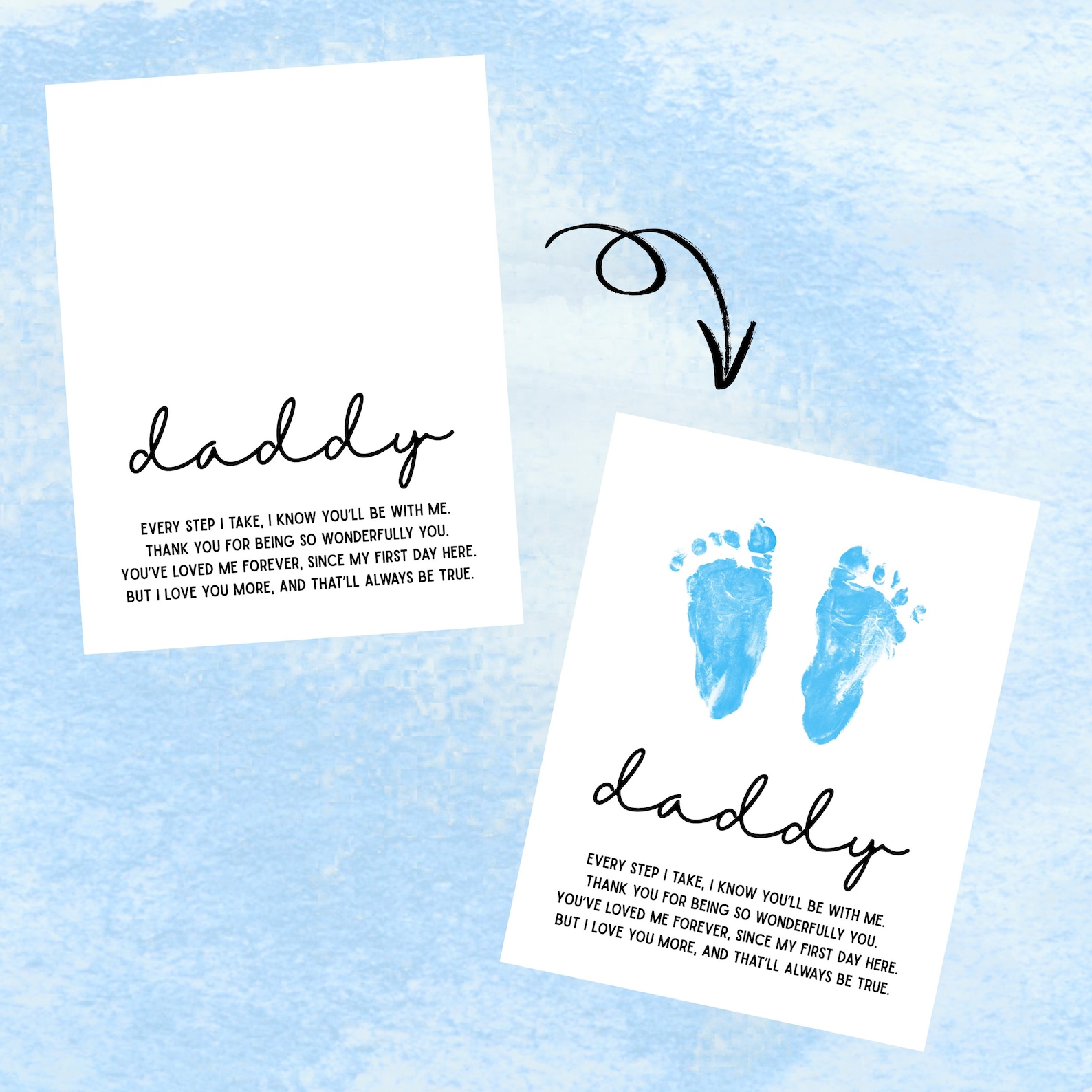 Father's Day Gift Footprint Printable Art - Instant Digital Download - Etsy