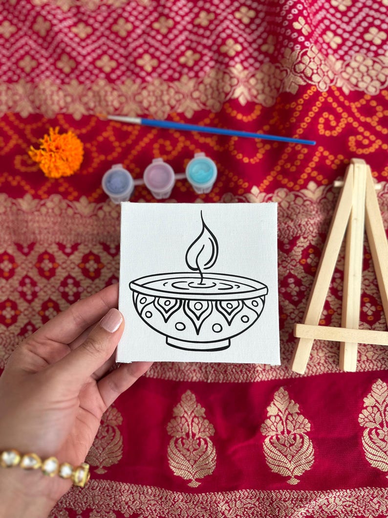 Diya Mini Canvas Kit | Diwali Gifts | Diwali Party Activity | Paint ...