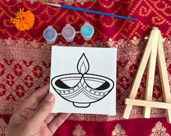 Diya Mini Canvas Kit | Diwali Gifts | Diwali Party Activity | Paint ...