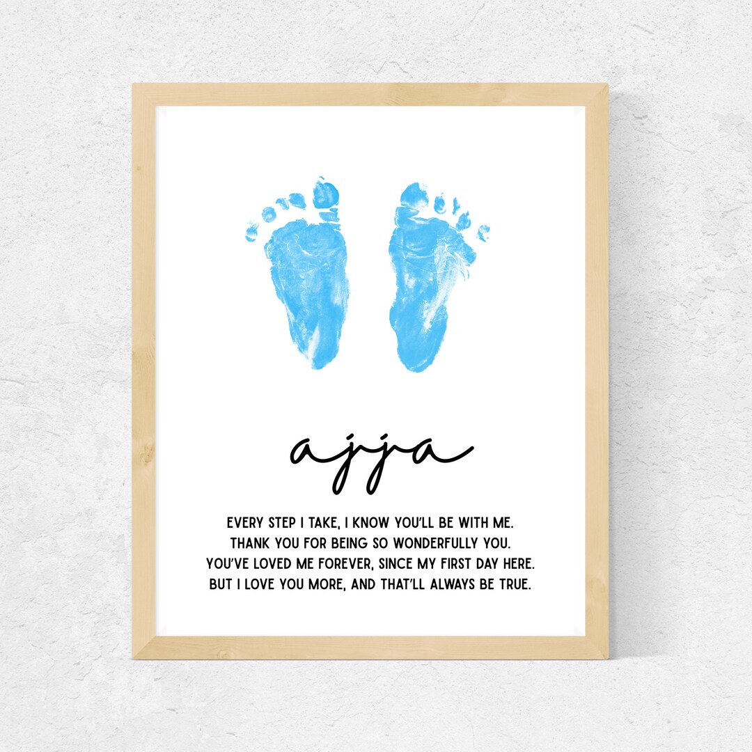 Father's Day Gift Footprint Printable Art for Ajja - Instant Digital ...