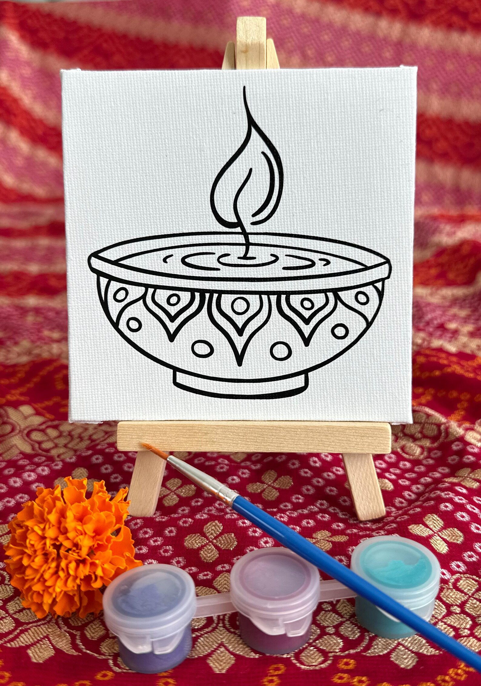 Diya Mini Canvas Kit | Diwali Gifts | Diwali Party Activity | Paint ...