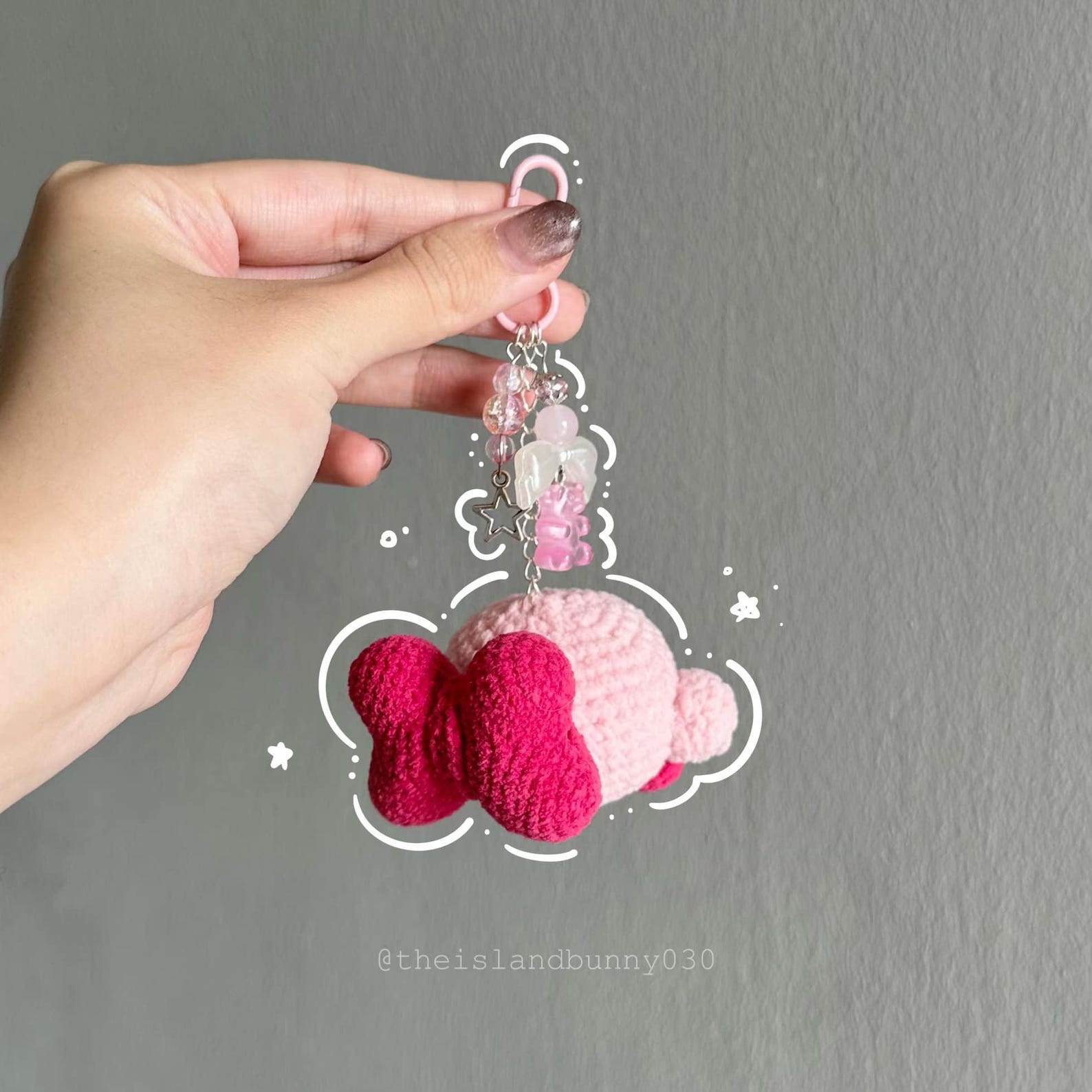Kirby Crochet Keychain (kirbette) | Amigurumi | the Island Bunny - Etsy