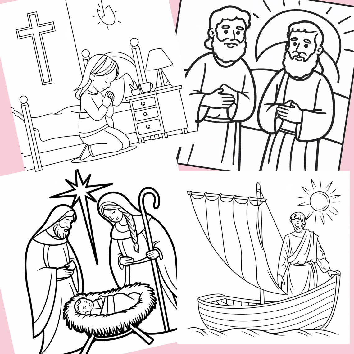 Bible Colouring Book for Kids Digital Download | 50 Faith-based Designs ...