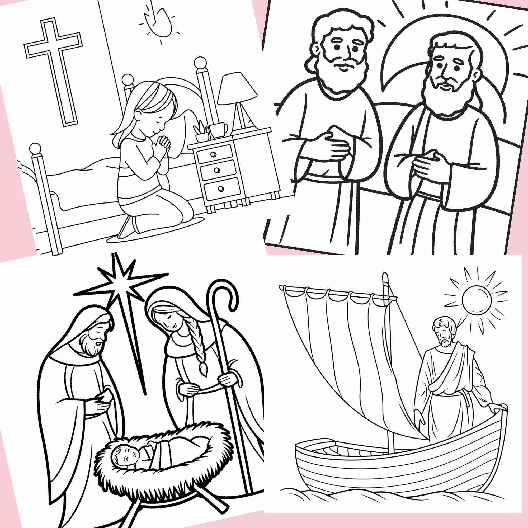 Bible Colouring Book for Kids Digital Download | 50 Faith-based Designs ...