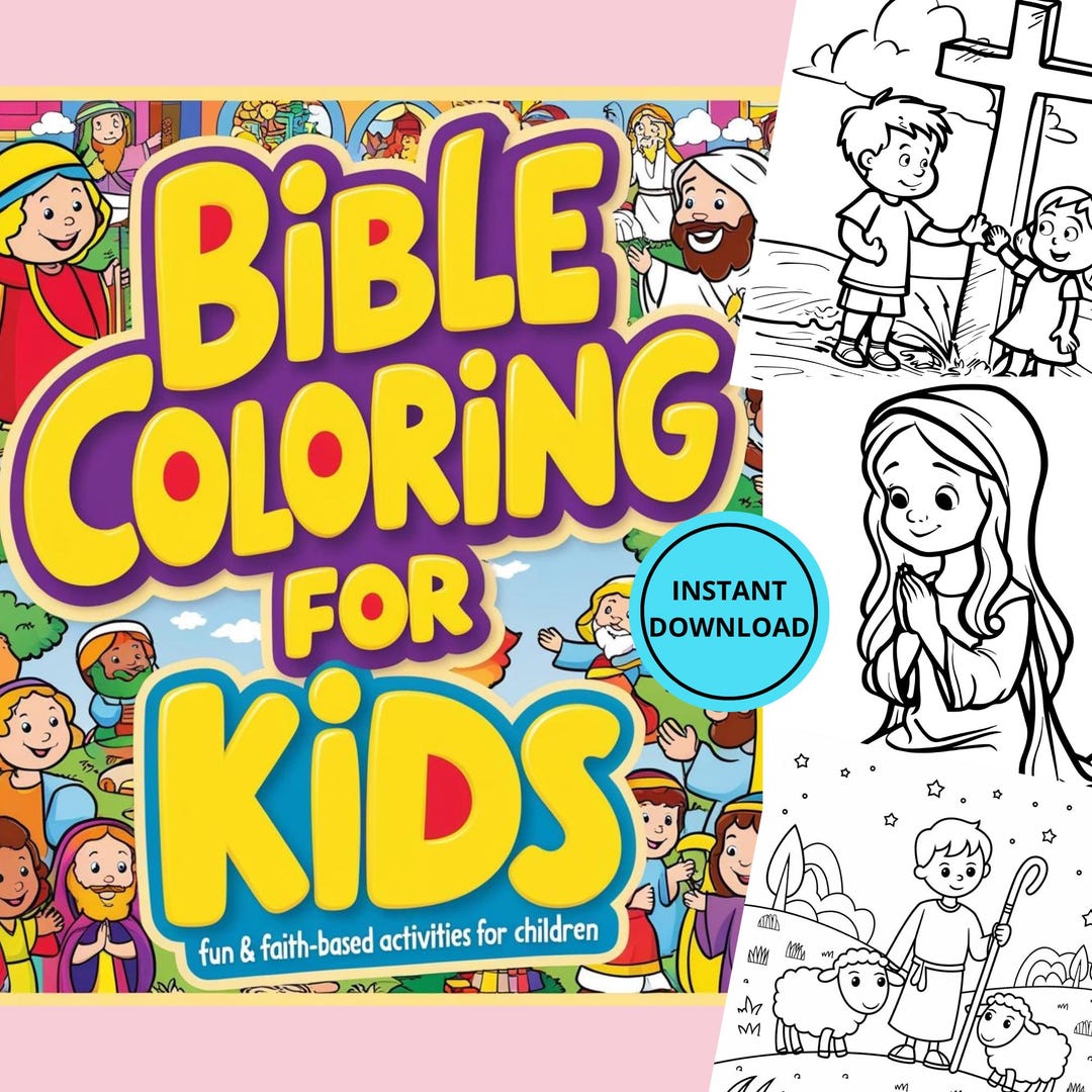 Bible Colouring Book for Kids Digital Download | 50 Faith-based Designs ...