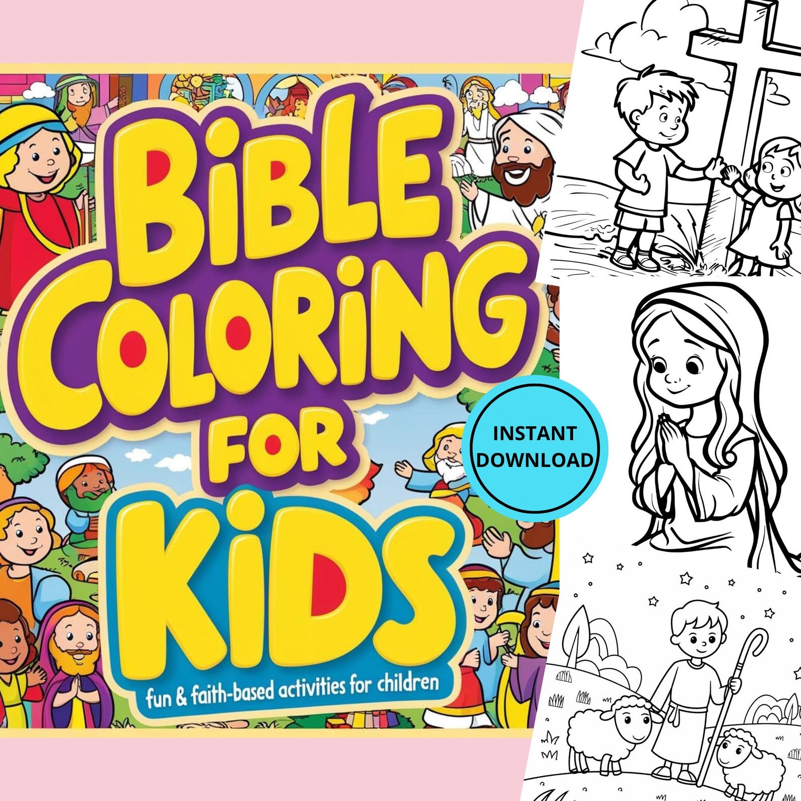 Bible Colouring Book for Kids Digital Download | 50 Faith-based Designs ...
