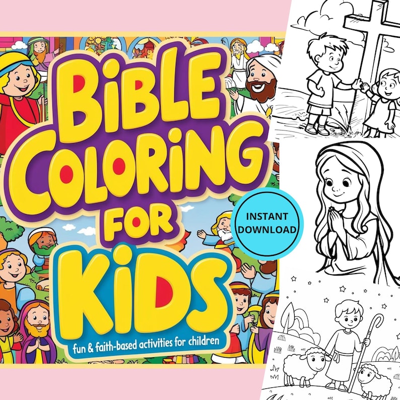 Bible Colouring Book for Kids Digital Download | 50 Faith-based Designs ...
